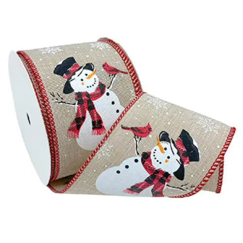 Macpaper.com - Snowman & Cardinal Wired Ribbon - Natural/Red — Mac ...